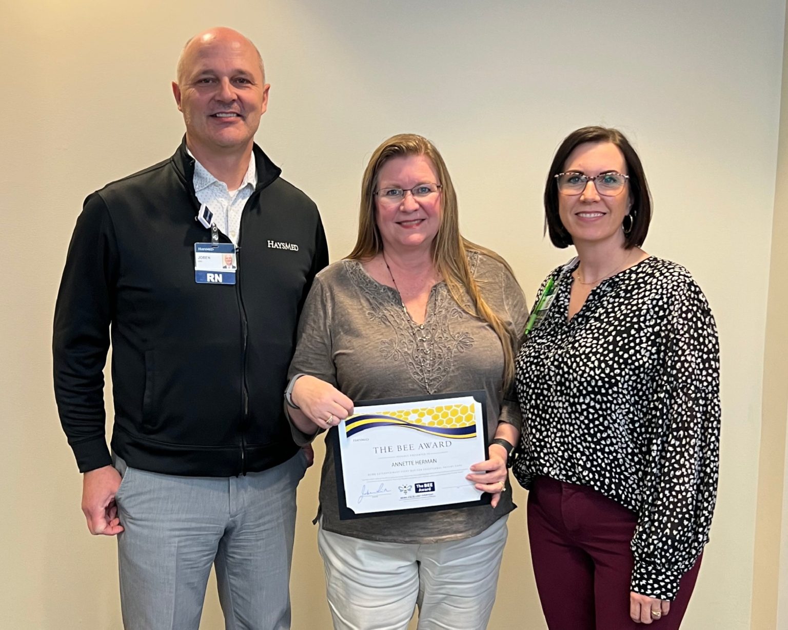 HaysMed Honors Annette Herman with BEE Award - HaysMed